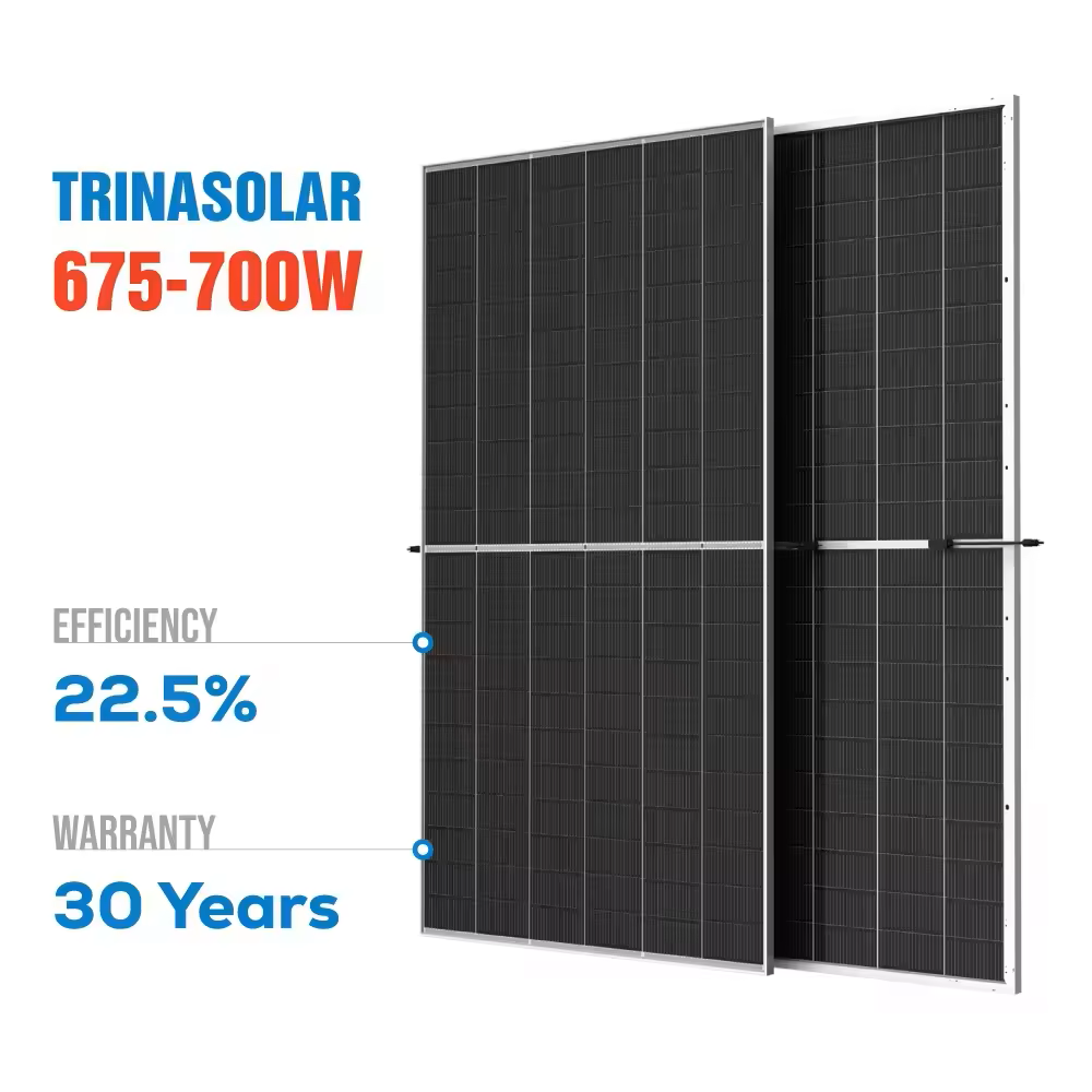 Trina 700 Watt Solar Panel - (675W - 700W) N-type TOPCon Bifacial Vert ...