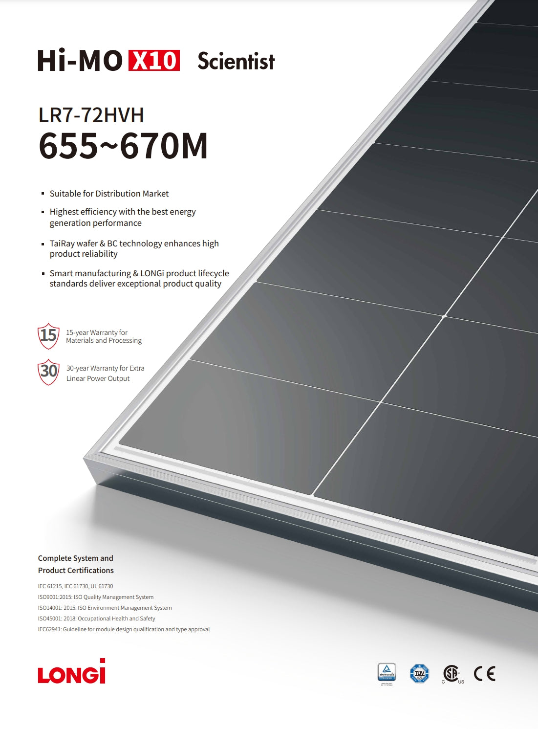 LonGi 670W Solar Panel (Hi-MO X10 LR7-72HVH-670M) – TSolar